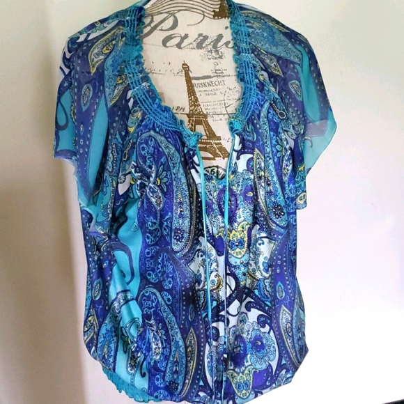 Dress Barn | Tops | Tealblue Paisley Embellished Dress Barn Top | Poshmark